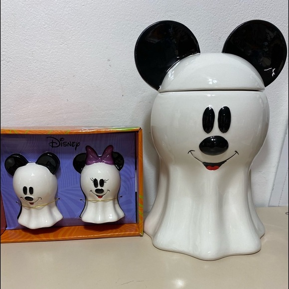 Holiday | Disney Mickey Mouse White Ghost Cookie Jar Canister N Salt ...